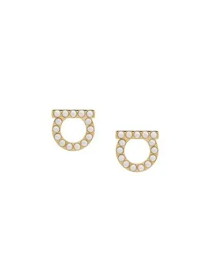 FERRAGAMO Gancini Pearl Earrings - Metallic