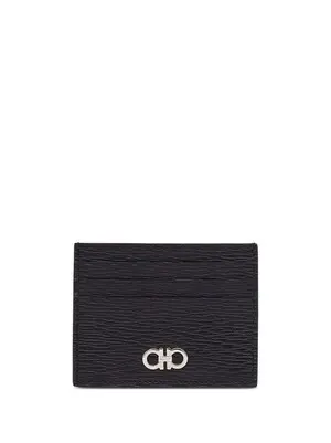 FERRAGAMO Two-tone Gancini Card Holder - Black