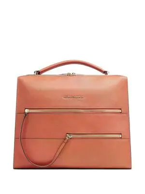 PIQUADRO Grained Leather Laptop Bag - Brown