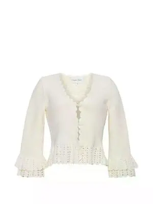 Cara Cara Scalloped Trim Ruffled Cardigan - Neutrals