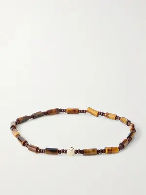 Luis Morais 14kt Gold & Tiger's Eye Beaded Bracelet - Brown