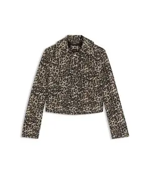BOSS Leopard Jacquard Regular-fit Cropped Blazer