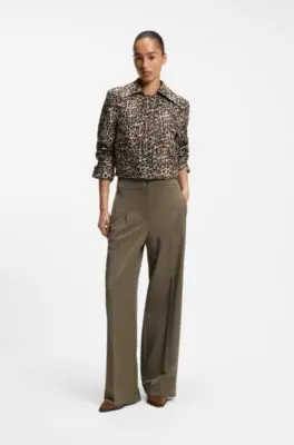 BOSS Leopard Jacquard Regular-fit Cropped Blazer