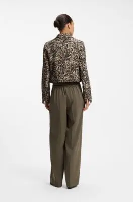 BOSS Leopard Jacquard Regular-fit Cropped Blazer