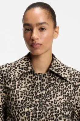 BOSS Leopard Jacquard Regular-fit Cropped Blazer
