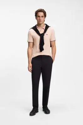 BOSS Stretch-cotton Slim-fit Polo Shirt With Branding And Stripes - Light Orange
