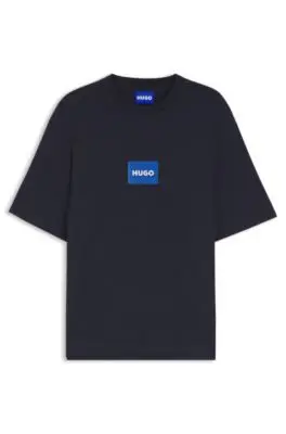 Hugo Logo-print T-shirt In Cotton Jersey - Dark Blue