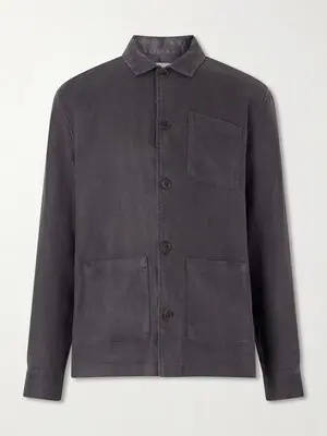 Onia Herringbone Linen Overshirt - Brown