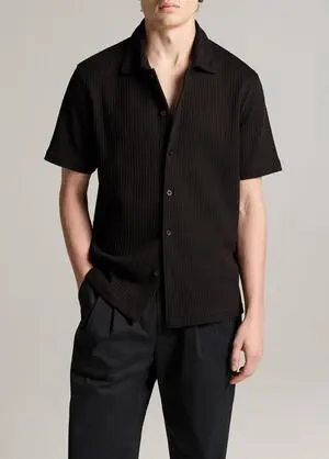 Vince Pointelle Cotton-blend Button-front Shirt - Black