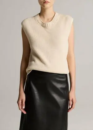 Vince Italian Cotton-blend Asymmetric Sweater Vest - Bone
