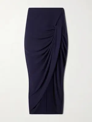 Stella McCartney Draped Stretch-jersey Midi Skirt - Blue