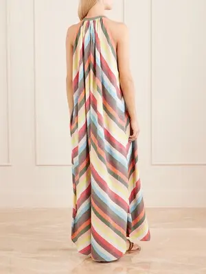 MARRAKSHI LIFE Striped Cotton Halterneck Maxi Dress