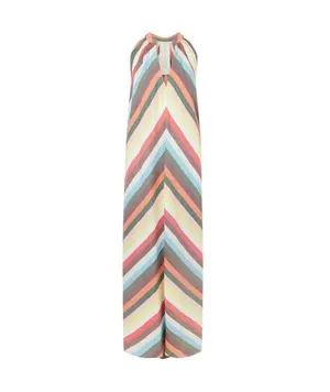 MARRAKSHI LIFE Striped Cotton Halterneck Maxi Dress