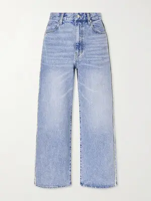 FRAME Crochet Bow Crop High-rise Wide-leg Jeans - Blue