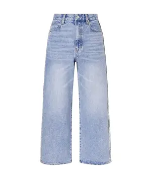 FRAME Crochet Bow Crop High-rise Wide-leg Jeans