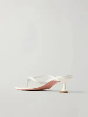 Amina Muaddi Juliette 45 Leather Thong Sandals - White