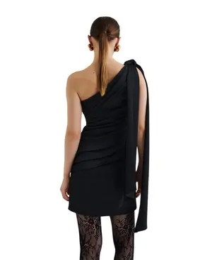 MALINA Nelly Draped One Shoulder Mini Dress