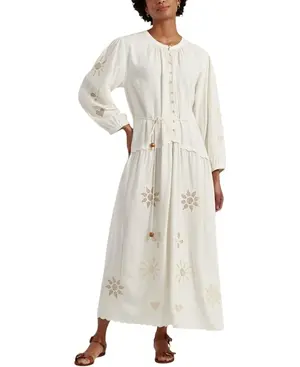 Chinti & Parker Linen-blend Broderie Dress - Cream