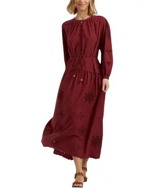 Chinti & Parker Linen-blend Broderie Dress - Sienna