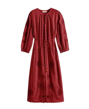 Chinti & Parker Linen-blend Broderie Dress - Sienna