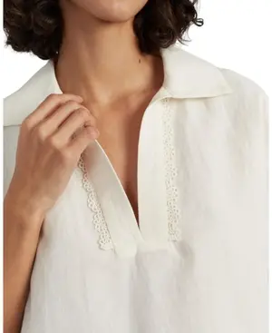 Chinti & Parker Linen-blend Scallop Tunic Dress - Cream