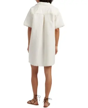 Chinti & Parker Linen-blend Scallop Tunic Dress - Cream