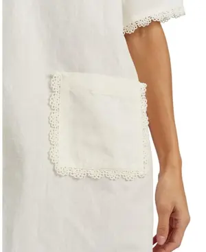 Chinti & Parker Linen-blend Scallop Tunic Dress - Cream