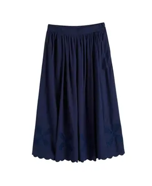 Chinti & Parker Linen-blend Broderie Midi Skirt - Blue