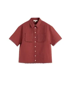 Chinti & Parker Linen-blend Scalloped Edge Shirt - Sienna