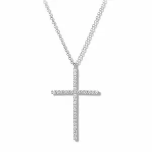 LENI JAMES Estella Pavé Cross Necklace - Silver