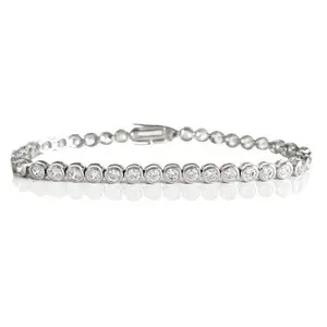LENI JAMES Poppy 3mm Bezel Tennis Bracelet - Silver
