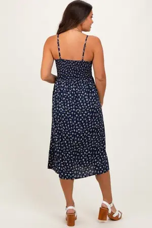 PINKBLUSH Floral Twist Front Cut Out Midi Dress
