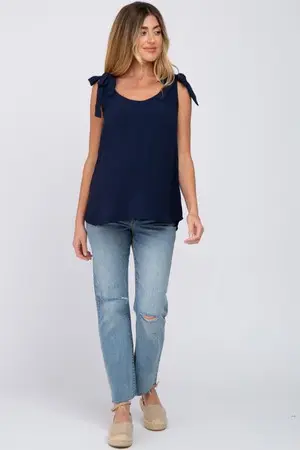 PINKBLUSH Shoulder Bow Maternity Tank Top