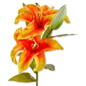 TAG Soft Touch Faux Lily Stem Plastic Spring - Orange