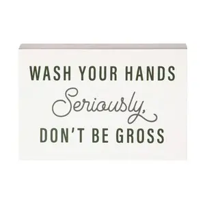 TOTALEE GIFT Mdf Wash Your Hands. Block Decor Metal - White