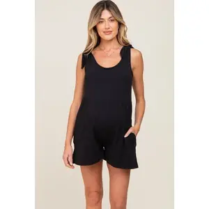PINKBLUSH Knot Strap Maternity Romper - Black