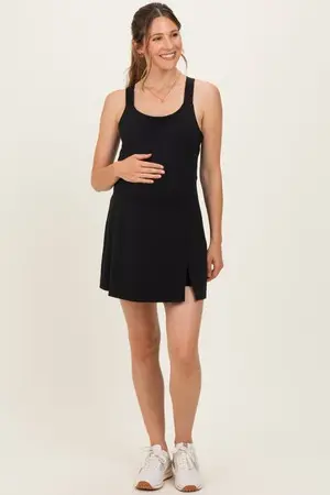 PINKBLUSH Racerback Active Maternity Romper Dress With Slit