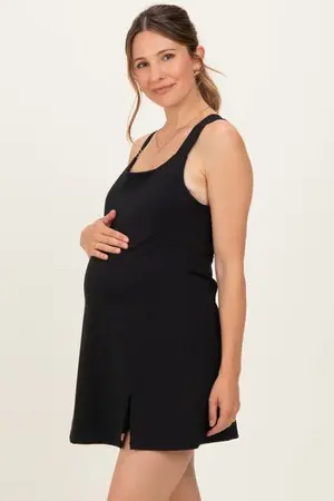 PINKBLUSH Racerback Active Maternity Romper Dress With Slit