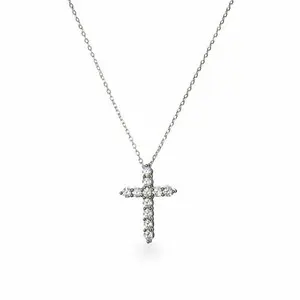 LENI JAMES Bella Moissanite Cross Necklace In Sterling - Silver