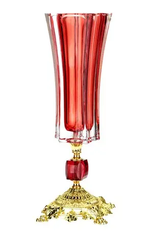 MARK ROBERTS Stately Fluted Pedestal Vase - Ruby
