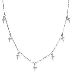 LENI JAMES Sterling Pavé Moissanite Cross Charm Necklace