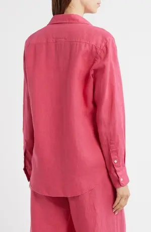 Frank & Eileen Relaxed Fit Linen Button-up Shirt - Raspberry