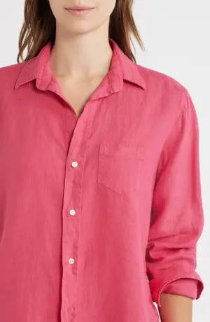 Frank & Eileen Relaxed Fit Linen Button-up Shirt - Raspberry
