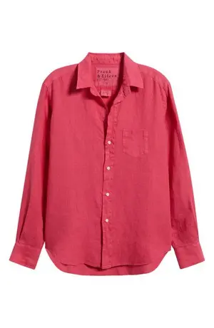 Frank & Eileen Relaxed Fit Linen Button-up Shirt - Raspberry