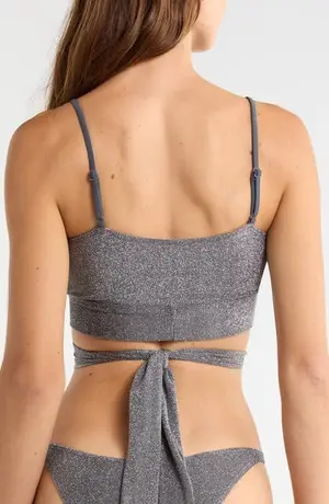 FREE-EST BY FREE PEOPLE Sydney Metallic Tie Front Bikini Top