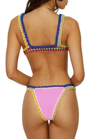 PQ SWIM Colorful Whipstitch Trim Bikini Bottoms - Ultraviolet