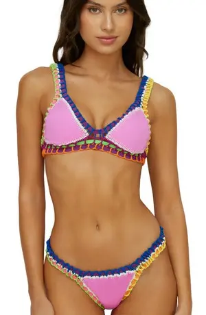 PQ SWIM Colorful Whipstitch Trim Bikini Bottoms - Ultraviolet