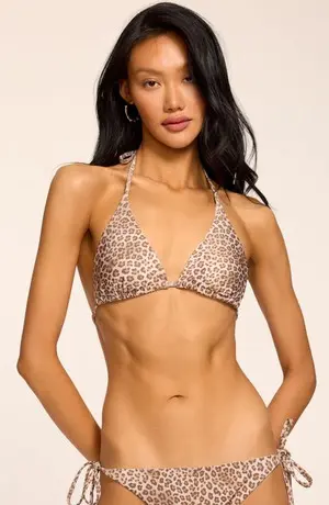 Ramy Brook Nikoleta Leopard Triangle Bikini Top - Light Leopard