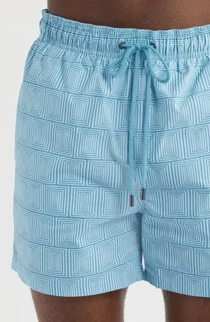 Bugatchi Cruz Print Swim Trunks