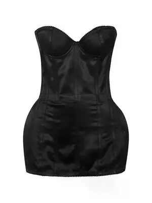 Magda Butrym Boned Satin Corset Top - Black